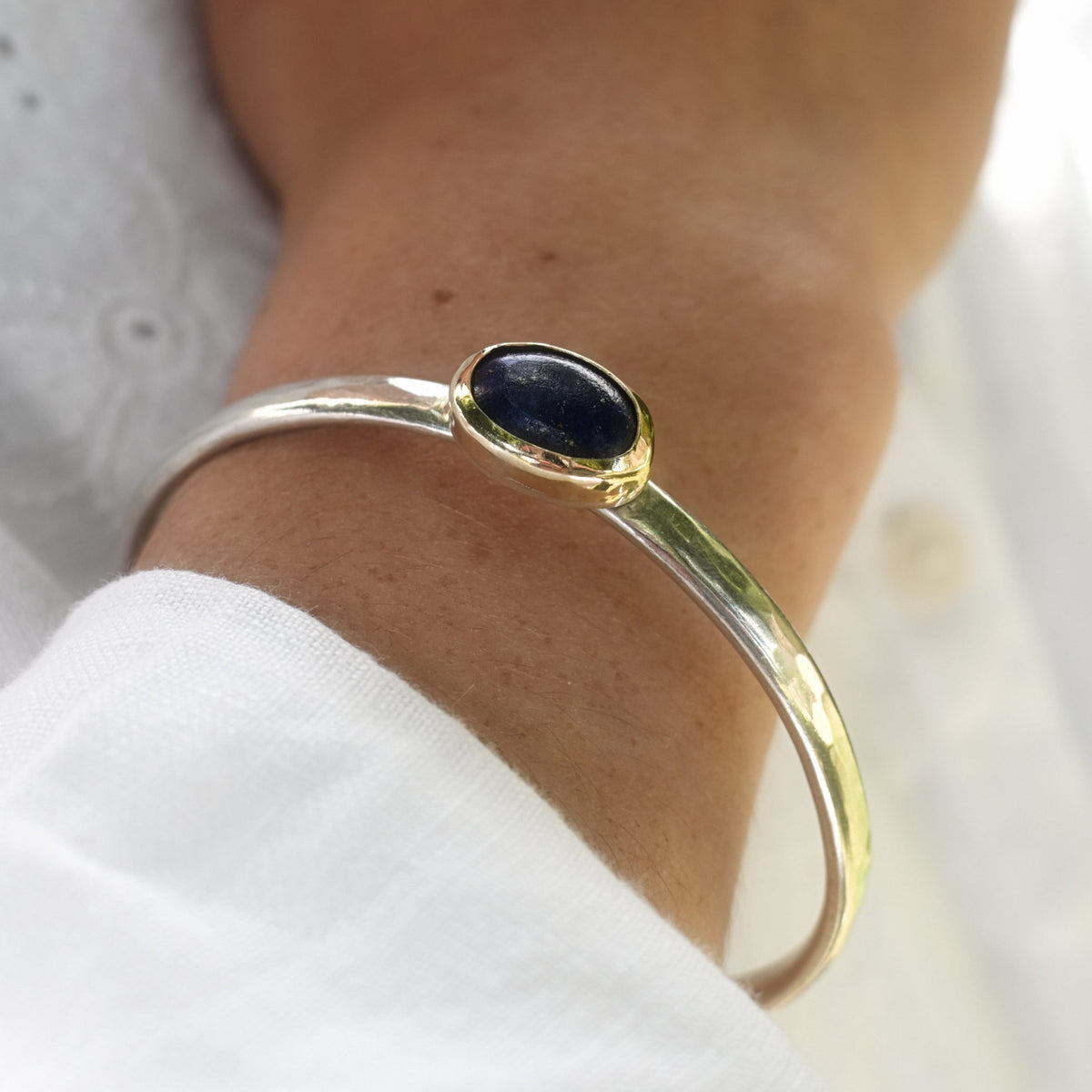 Gold & Silver Lapis Bangle – madeleineholloway